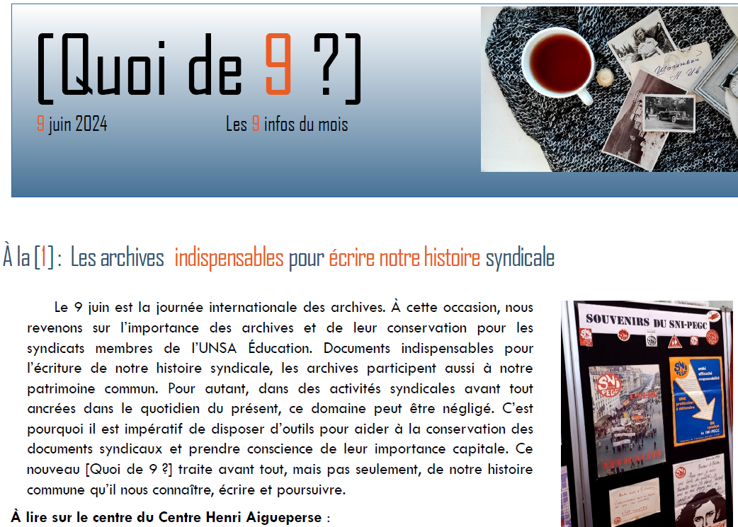 [Quoi de 9 ?] de juin : archiver notre action et notre réflexion ...